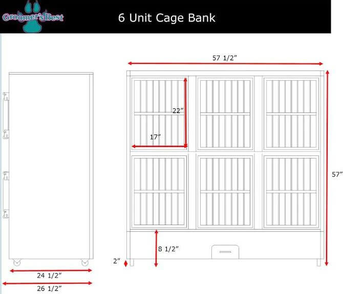 Groomer's Best Stainless Steel and Ready To Use 6 Unit Cage Bank for ...